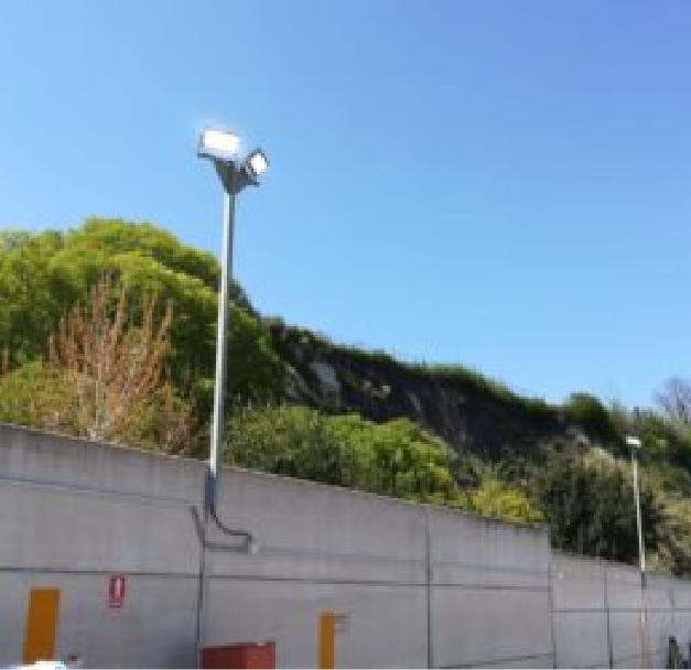 Instalación alumbrado Exterior Papelera - APLIELEC